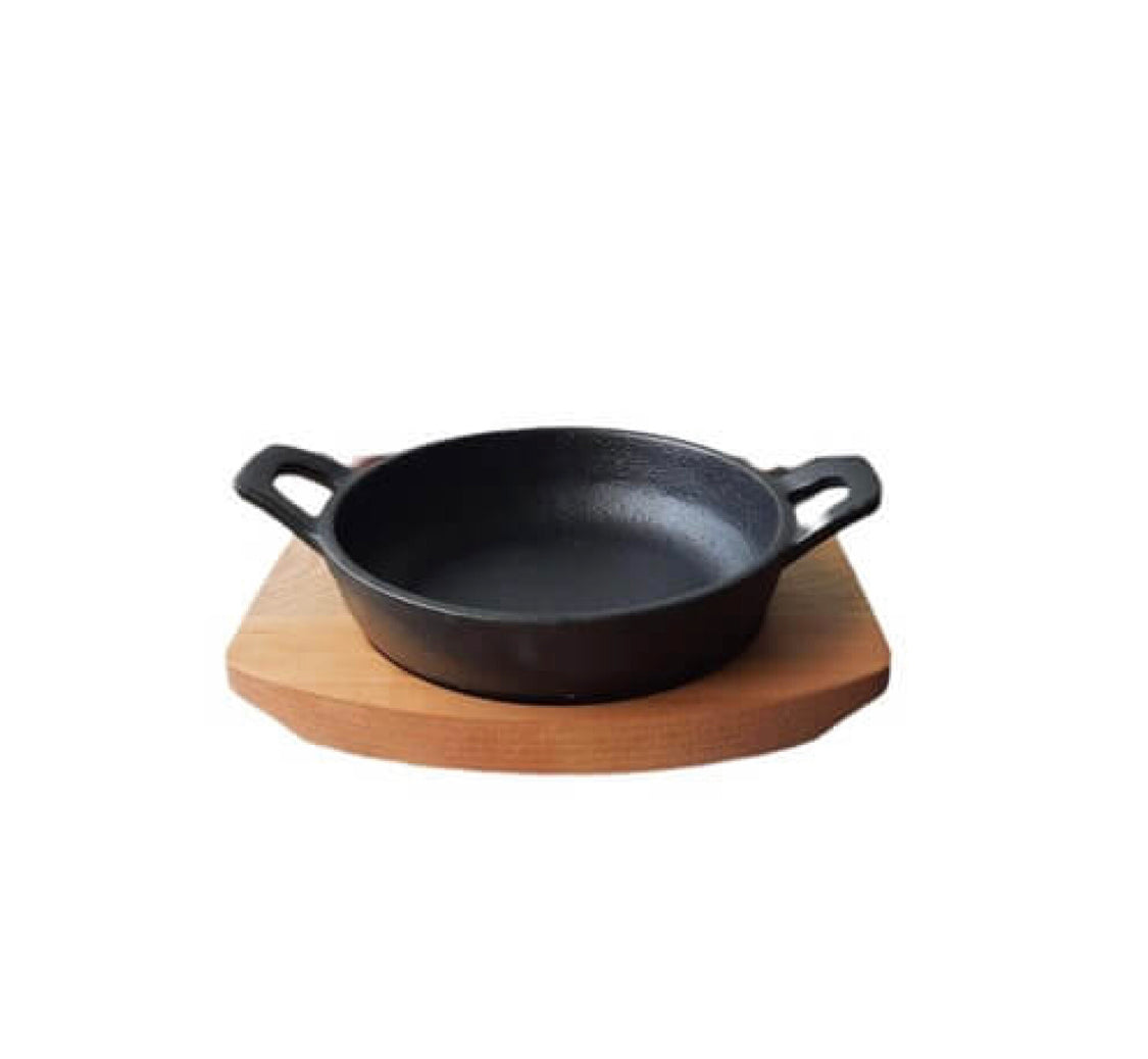 Bandeja Hierro Redonda 12cm + Base – Cúrcuma®